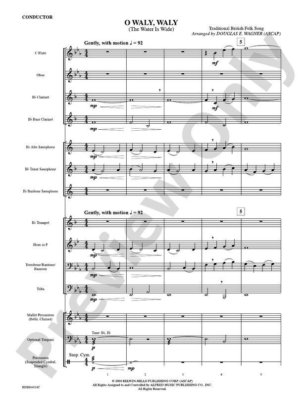 O Waly, Waly (The Water Is Wide): Score: Concert Band Score - Digital ...