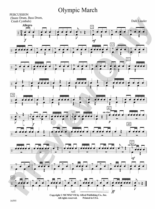 Olympic March: 1st Percussion: 1st Percussion Part - Digital Sheet ...