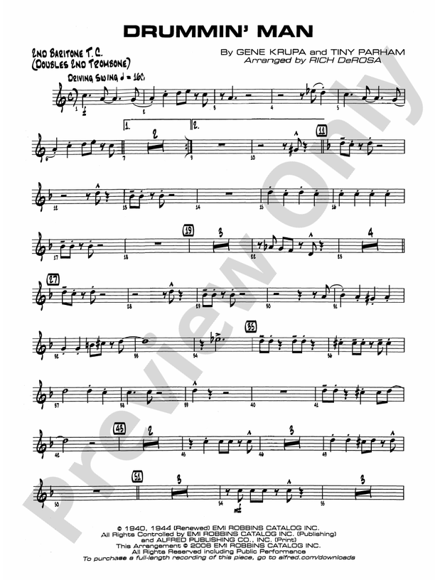 Drummin' Man: 2nd Baritone T.C.: 2nd Baritone T.C. Part - Digital Sheet ...