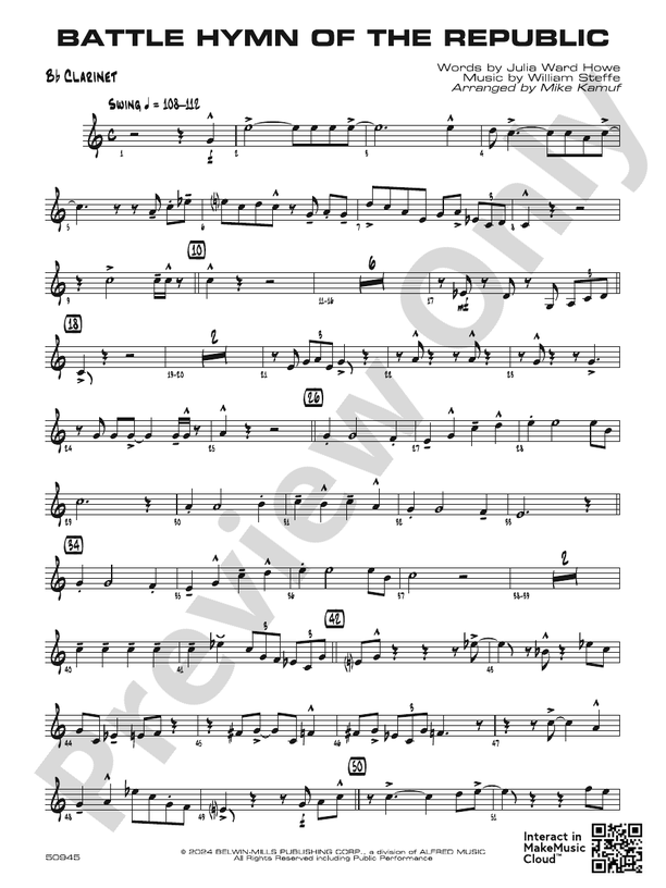 Battle Hymn of the Republic: 1st B-flat Clarinet: 1st B-flat Clarinet ...