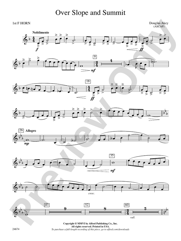 Over Slope and Summit: 1st F Horn: 1st F Horn Part - Digital Sheet ...