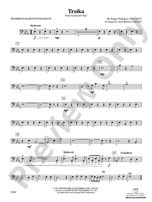 Troika (from Lieutenant Kijé Suite): 1st Trombone: 1st Trombone Part ...