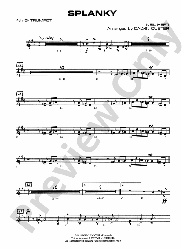 Splanky: 4th B-flat Trumpet: 4th B-flat Trumpet Part - Digital Sheet ...
