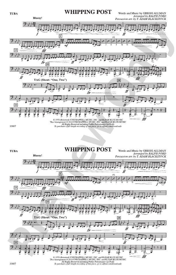 Whipping Post: Tuba: Tuba Part - Digital Sheet Music Download