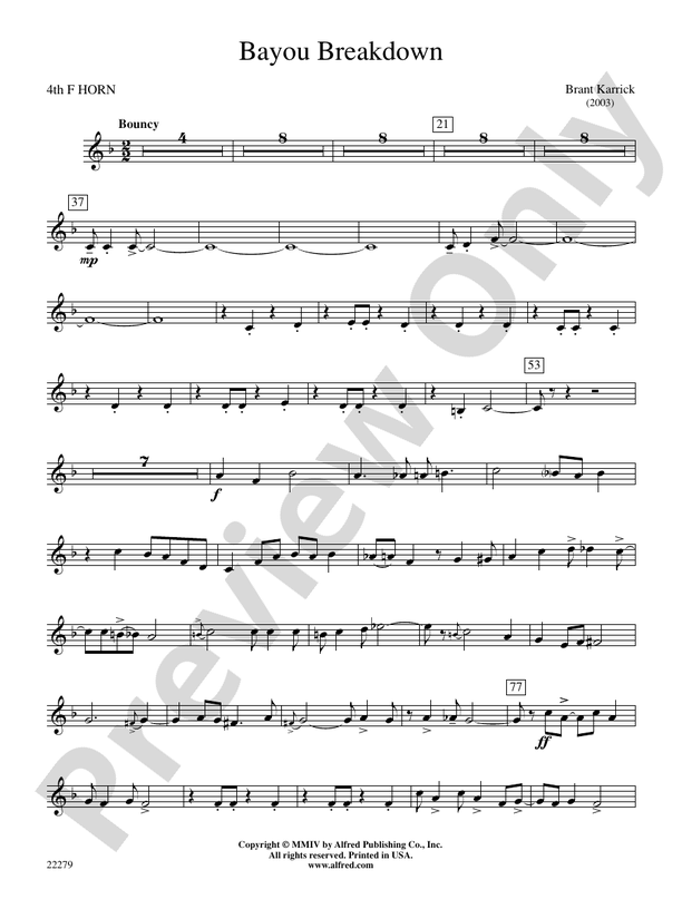 Bayou Breakdown: 4th F Horn: 4th F Horn Part - Digital Sheet Music Download