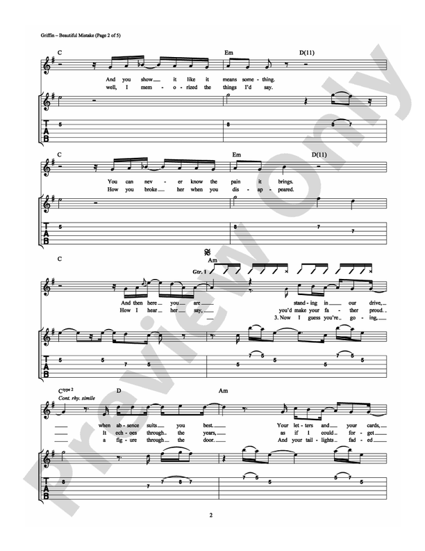 Beautiful Mistake: Guitar TAB: Better Than Ezra - Digital Sheet Music ...