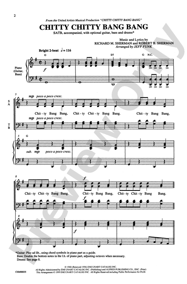 Chitty Chitty Bang Bang (from Chitty Chitty Bang Bang): SATB Choral ...