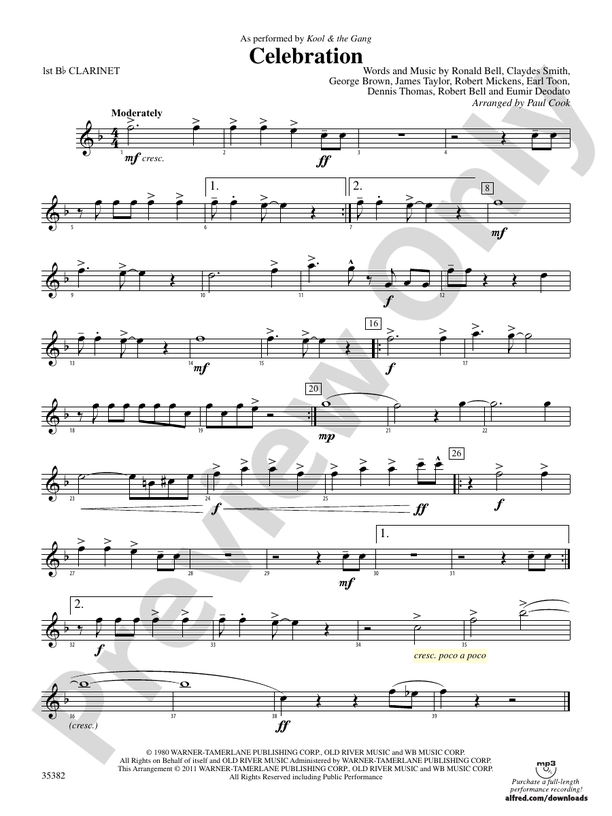Celebration: 1st B-flat Clarinet: 1st B-flat Clarinet Part - Digital ...
