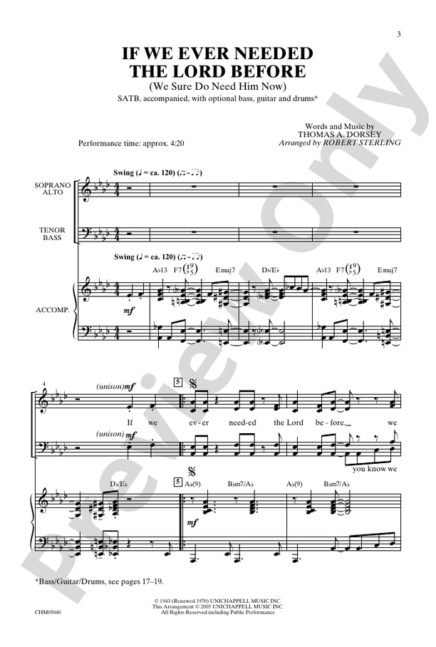 If We Ever Needed the Lord Before (We Sure Do Need Him Now): SATB ...
