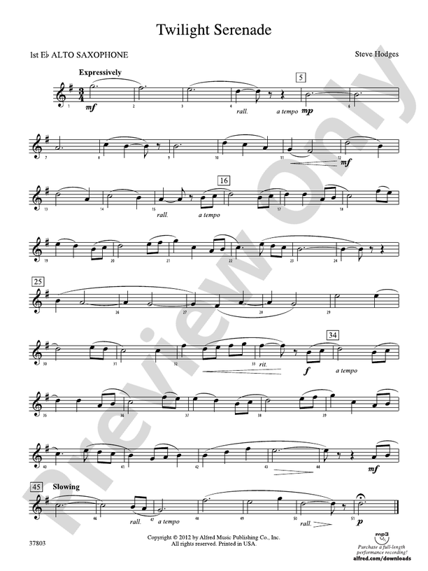 Twilight Serenade: E-flat Alto Saxophone: E-flat Alto Saxophone Part ...