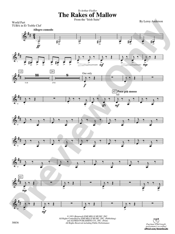 The Rakes of Mallow (from the Irish Suite): (wp) E-flat Tuba T.C.: (wp ...