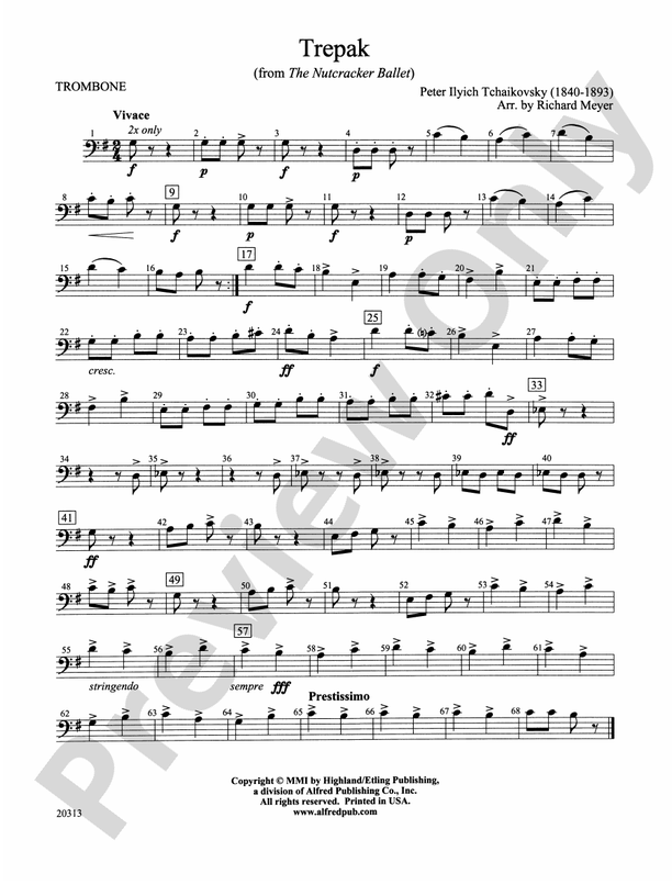 Trepak from The Nutcracker Ballet: 1st Trombone: 1st Trombone Part ...