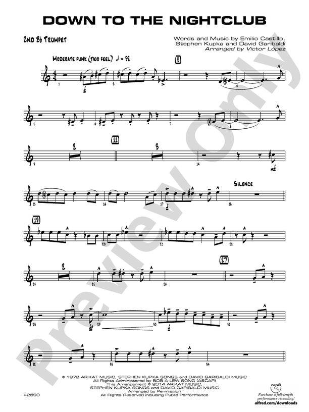 Down to the Nightclub: 2nd B-flat Trumpet: 2nd B-flat Trumpet Part - Digital Sheet Music Download