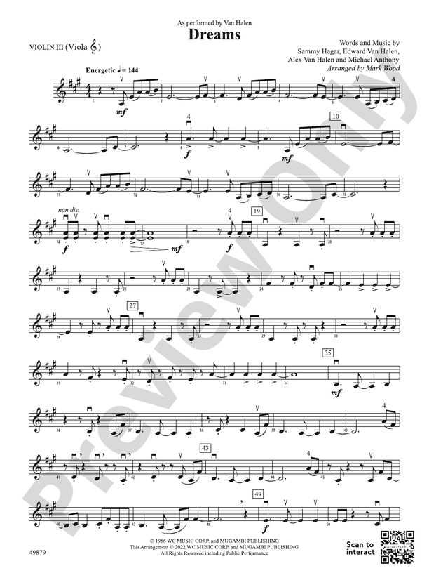 Dreams: 3rd Violin (Viola [TC]): 3rd Violin (Viola [TC]) Part - Digital ...