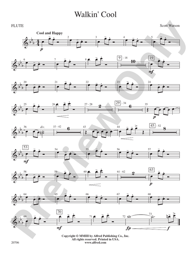Walkin' Cool: Flute: Flute Part - Digital Sheet Music Download