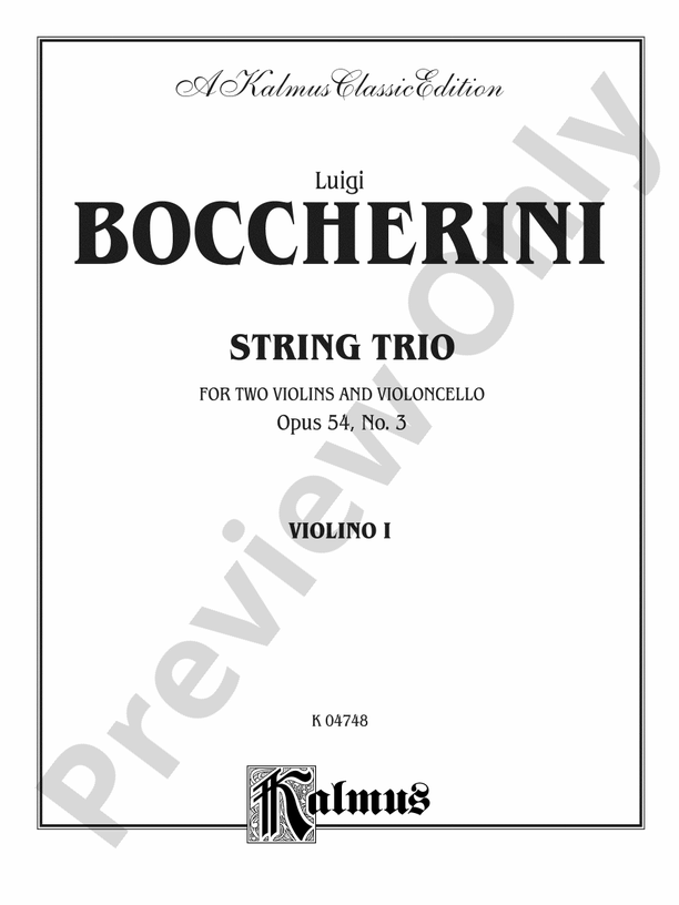 Boccherini: String Trio, Op. 54, No. 3: String Trio Book: Luigi ...