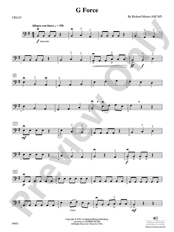 G Force: Cello: Cello Part - Digital Sheet Music Download