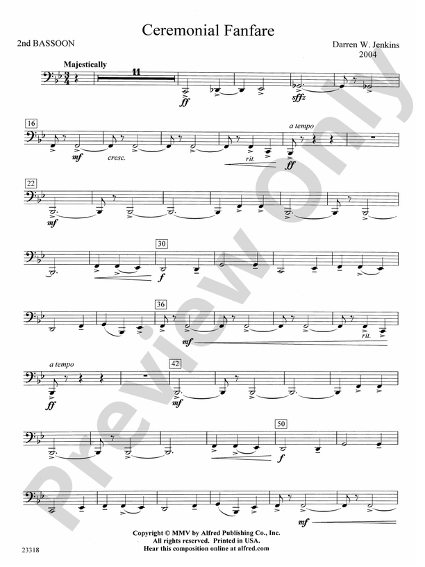 Ceremonial Fanfare: 2nd Bassoon: 2nd Bassoon Part - Digital Sheet Music Download