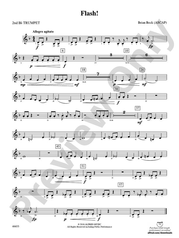 Flash!: 2nd B-flat Trumpet: 2nd B-flat Trumpet Part - Digital Sheet Music Download