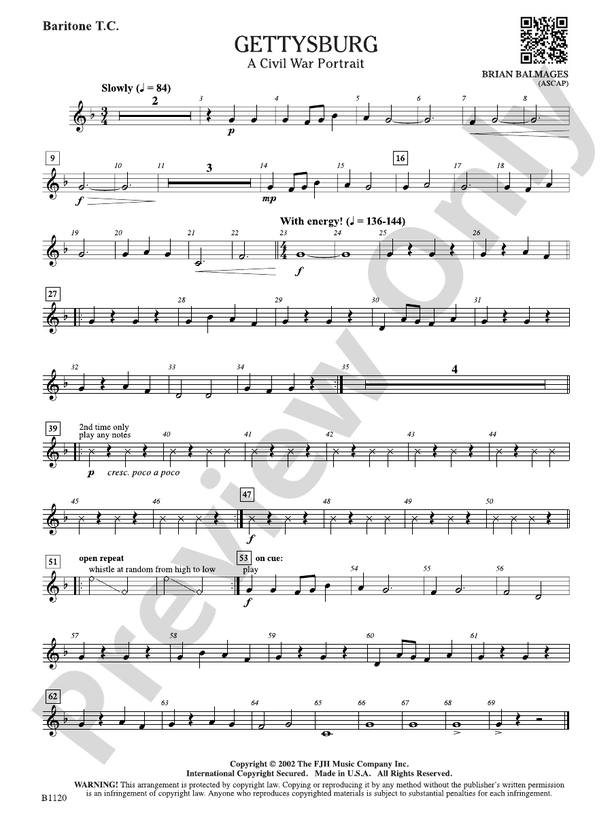 Gettysburg (A Civil War Portrait): Baritone T.C.: Baritone T.C. Part ...