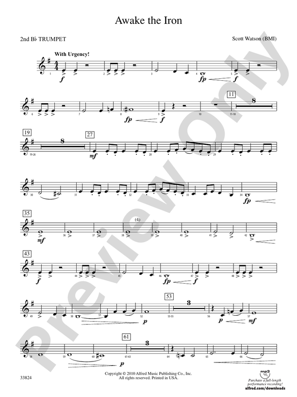 Awake the Iron: 2nd B-flat Trumpet: 2nd B-flat Trumpet Part - Digital Sheet Music Download