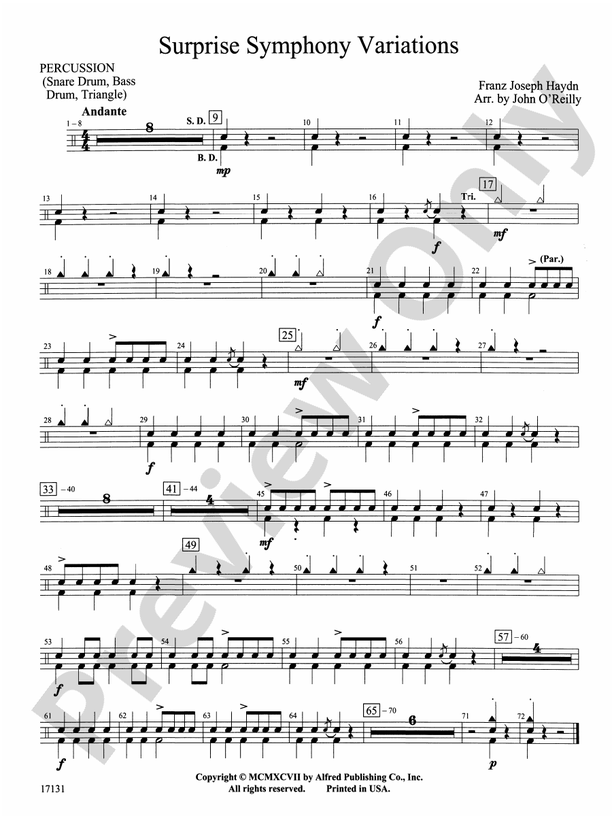 Surprise Symphony Variations: 1st Percussion: 1st Percussion Part ...