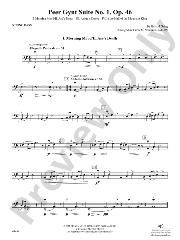 Peer Gynt Suite No.1, Op. 46: String Bass: String Bass Part - Digital ...