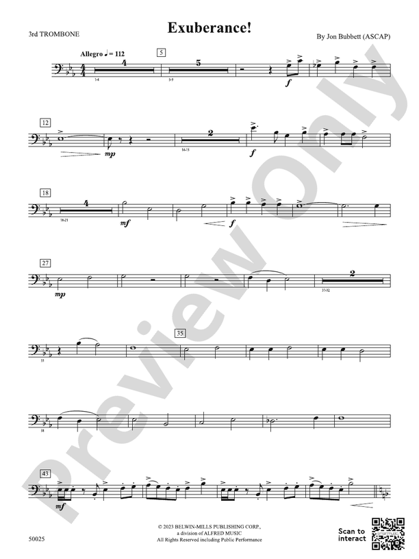 Exuberance!: 3rd Trombone: 3rd Trombone Part - Digital Sheet Music Download