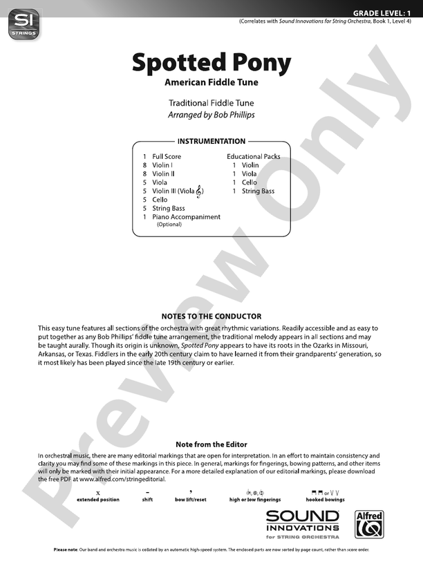 Spotted Pony: String Orchestra Conductor Score & Parts - Digital Sheet ...