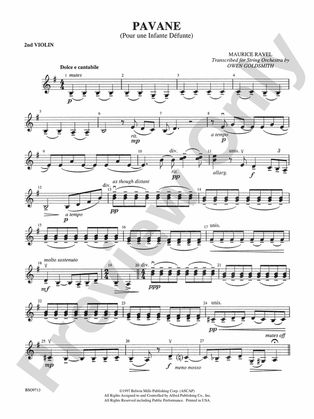 Pavane: 2nd Violin: 2nd Violin Part - Digital Sheet Music Download