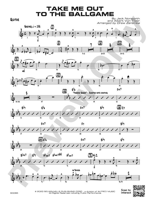 Take Me Out to the Ballgame: Guitar: Guitar Part - Digital Sheet Music ...