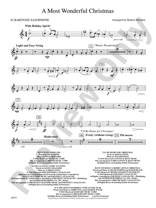 A Most Wonderful Christmas: E-flat Baritone Saxophone: E-flat Baritone Saxophone Part - Digital ...