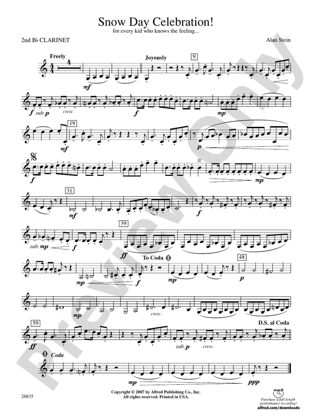 Snow Day Celebration!: 2nd B-flat Clarinet: 2nd B-flat Clarinet Part ...