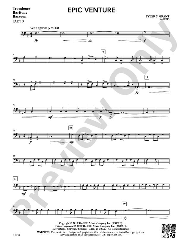 Epic Venture: Part 3 - Trombone / Euphonium / Bassoon: Part 3 ...