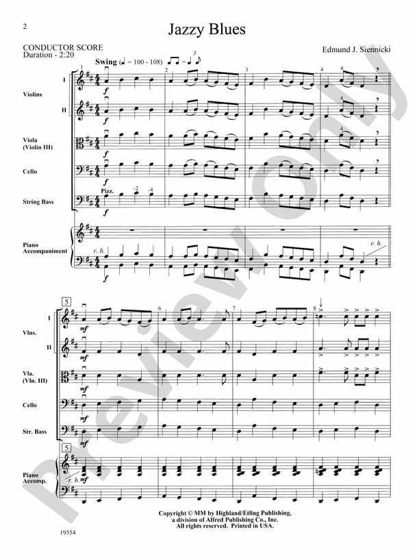 Jazzy Blues: Score: String Orchestra Score - Digital Sheet Music Download