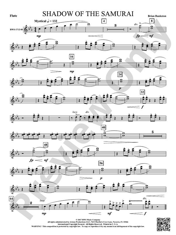Shadow of the Samurai: 1st Flute: 1st Flute Part: Brian Bankston ...