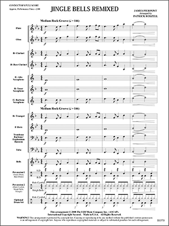 Jingle Bells Remixed: Concert Band Conductor Score | Alfred Music ...