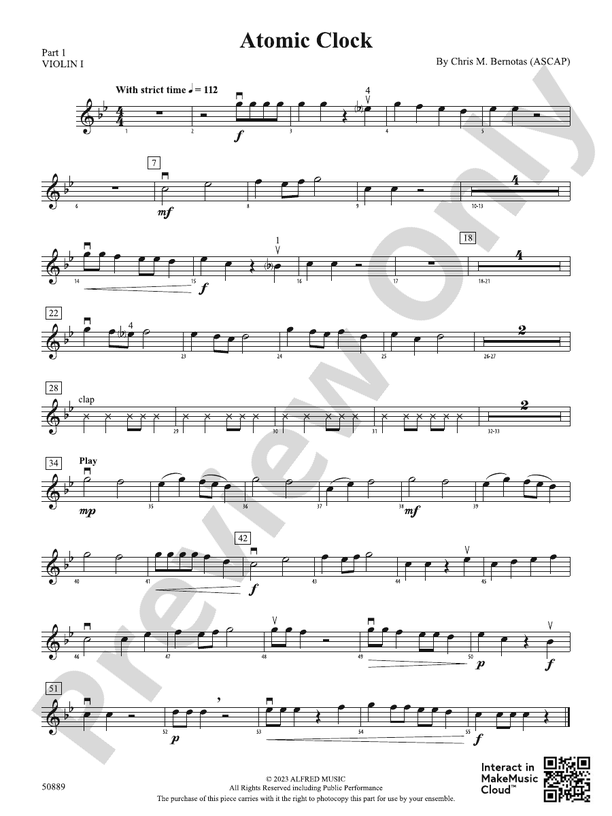 Atomic Clock: Part 1 - Violin I: Part 1 - Violin I Part - Digital Sheet ...