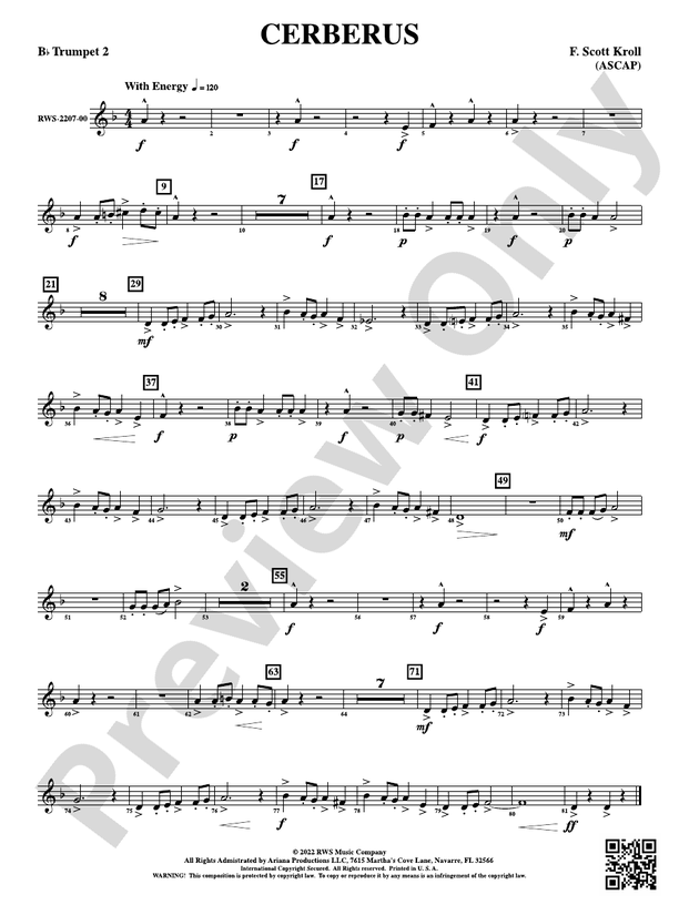 Cerberus: 2nd B-flat Trumpet: 2nd B-flat Trumpet Part: F. Scott Kroll ...