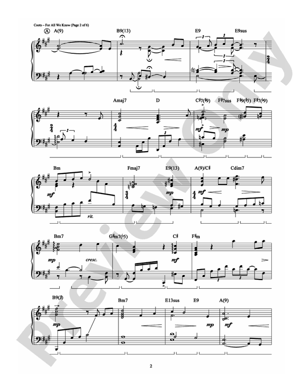 For All We Know: Piano: Marian McPartland - Digital Sheet Music Download