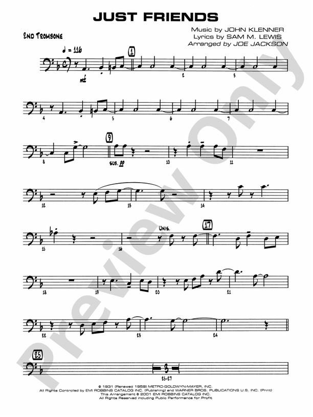 Just Friends: 2nd Trombone: 2nd Trombone Part - Digital Sheet Music ...
