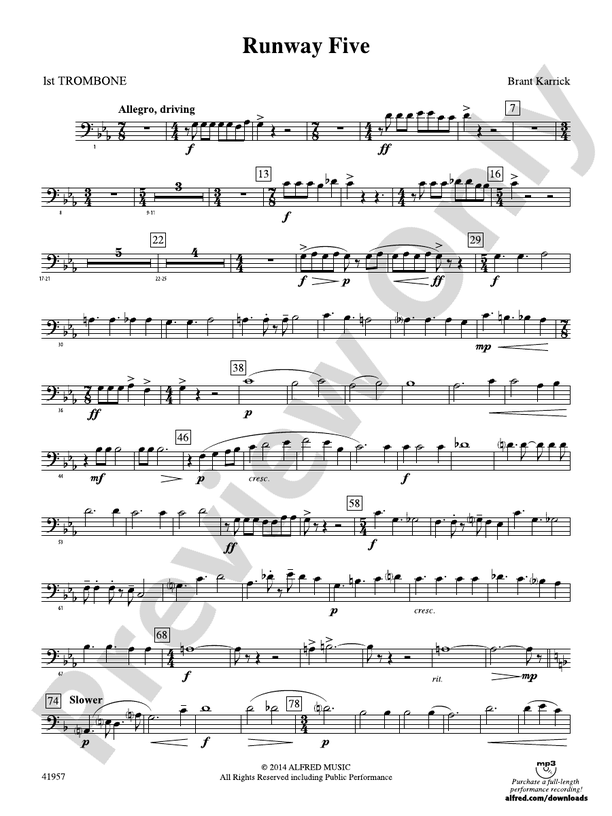 Runway Five: 1st Trombone: 1st Trombone Part - Digital Sheet Music Download