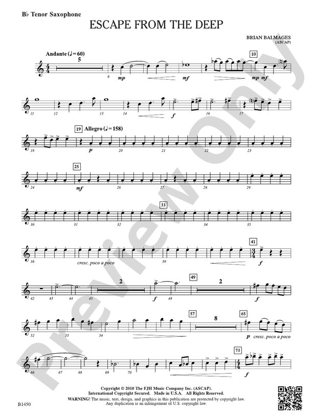 Escape from the Deep: B-flat Tenor Saxophone: B-flat Tenor Saxophone ...