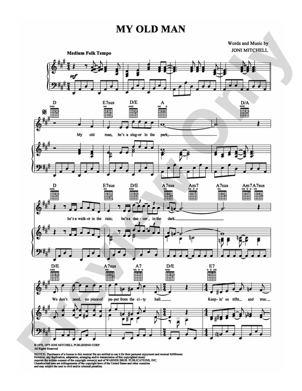 My Old Man: Piano/Vocal/Chords: Joni Mitchell - Digital Sheet Music ...