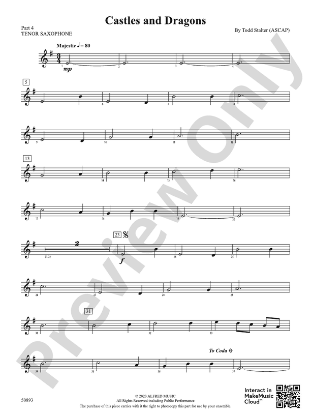 Castles and Dragons: Part 4 - Tenor Saxophone: Part 4 - Tenor Saxophone ...
