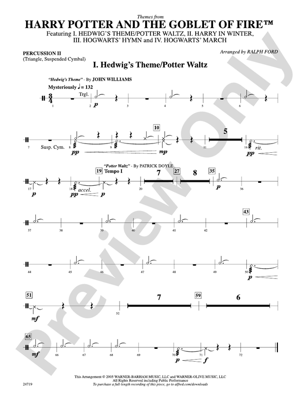 Harry Potter and the Goblet of Fire, Themes from: 2nd Percussion: 2nd ...