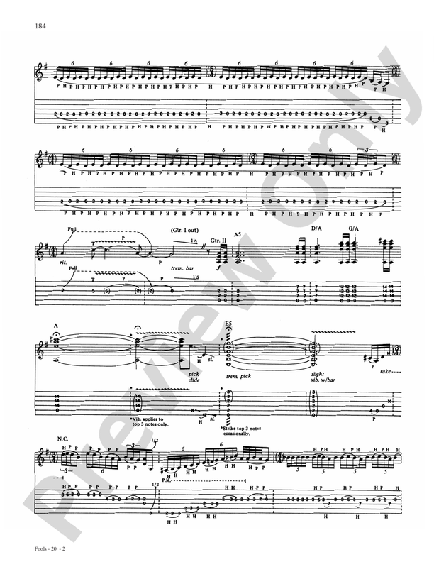 Fools: Guitar: Van Halen - Digital Sheet Music Download