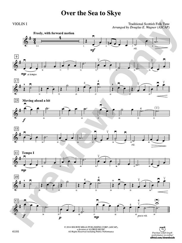 Over the Sea to Skye: 1st Violin: 1st Violin Part - Digital Sheet Music ...
