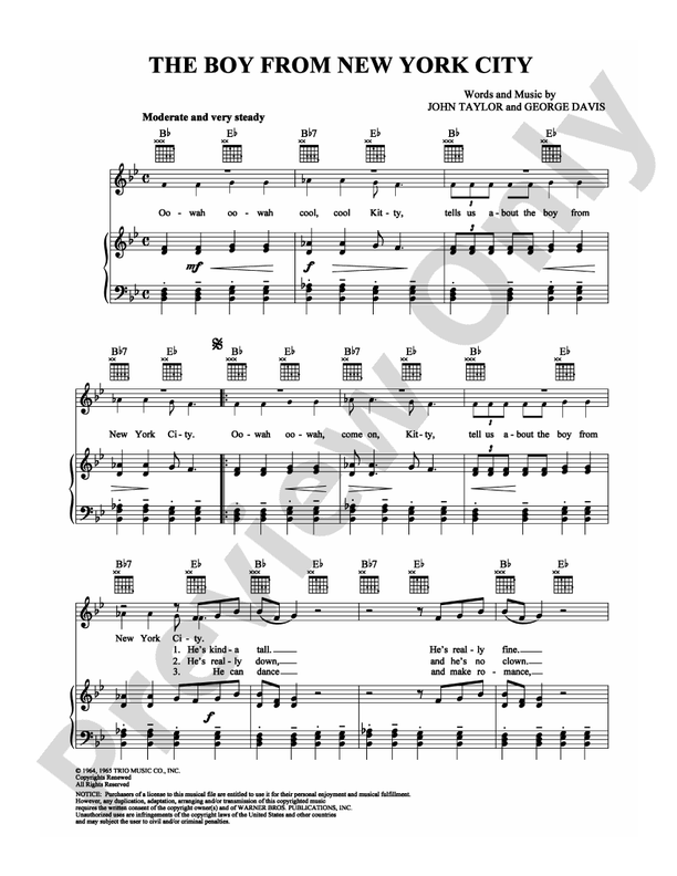 The Boy From New York City: Piano/Vocal/Chords: Manhattan Transfer ...