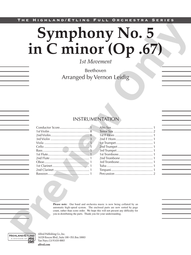 Beethoven's Symphony No. 5, 1st Movement: Score: Full Orchestra Score ...